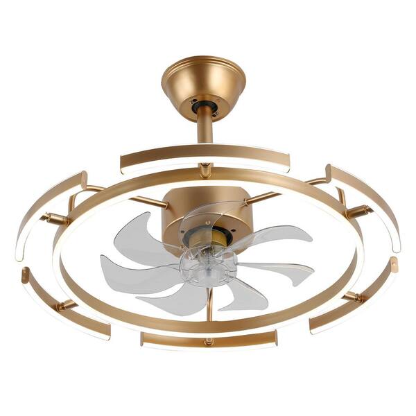 Bella Depot 24 in. Indoor Gold Dimmable Ceiling Fan with LED Light and ...