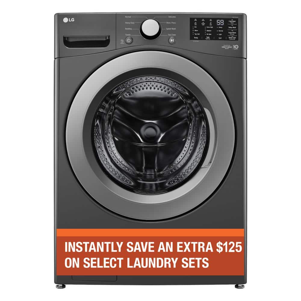 LG 5.0 cu. ft. Stackable Front Load Washer in Middle Black with 6 ...