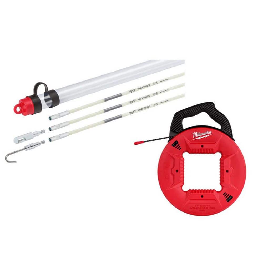 Milwaukee 15 ft. Fiberglass Fish Stick Mid Flex Combo Kit with 100 ft ...