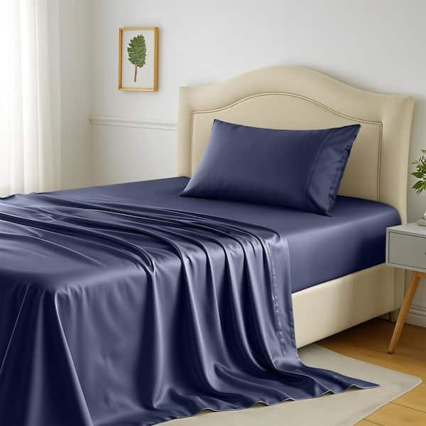 LDC LUX DECOR COLLECTION 3-Piece Navy Blue 100% Bamboo Twin XL Size ...