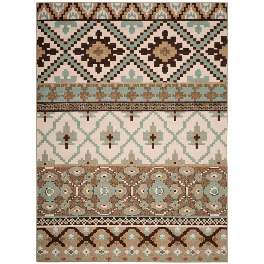 SAFAVIEH Veranda Creme/Brown 9 ft. x 12 ft. Tribal Aztec Indoor/Outdoor ...