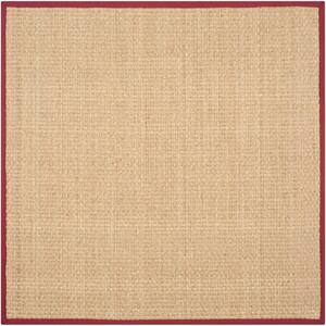 SAFAVIEH Natural Fiber Beige/Blue 6 ft. x 6 ft. Square Border Area Rug ...