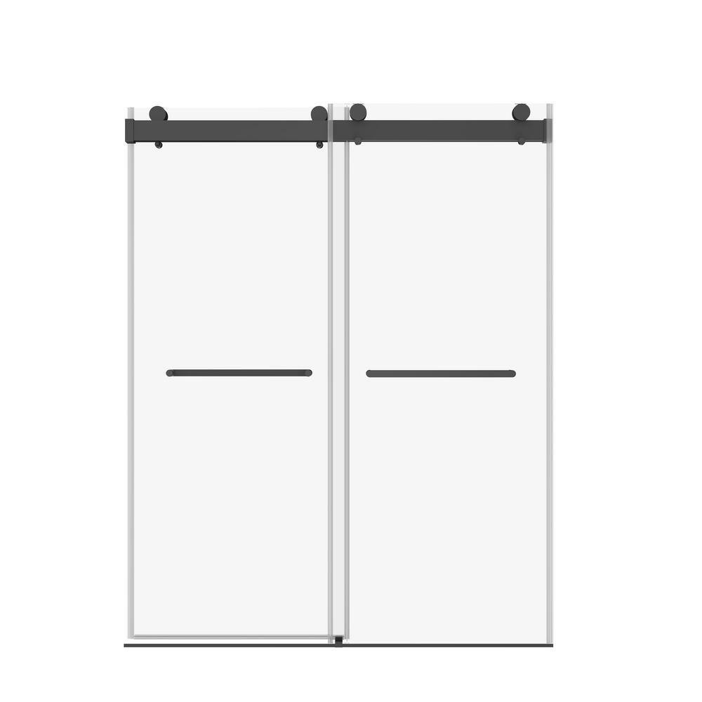 JimsMaison 72 in. W x 76 in. H Double Sliding Frameless Shower Door in ...