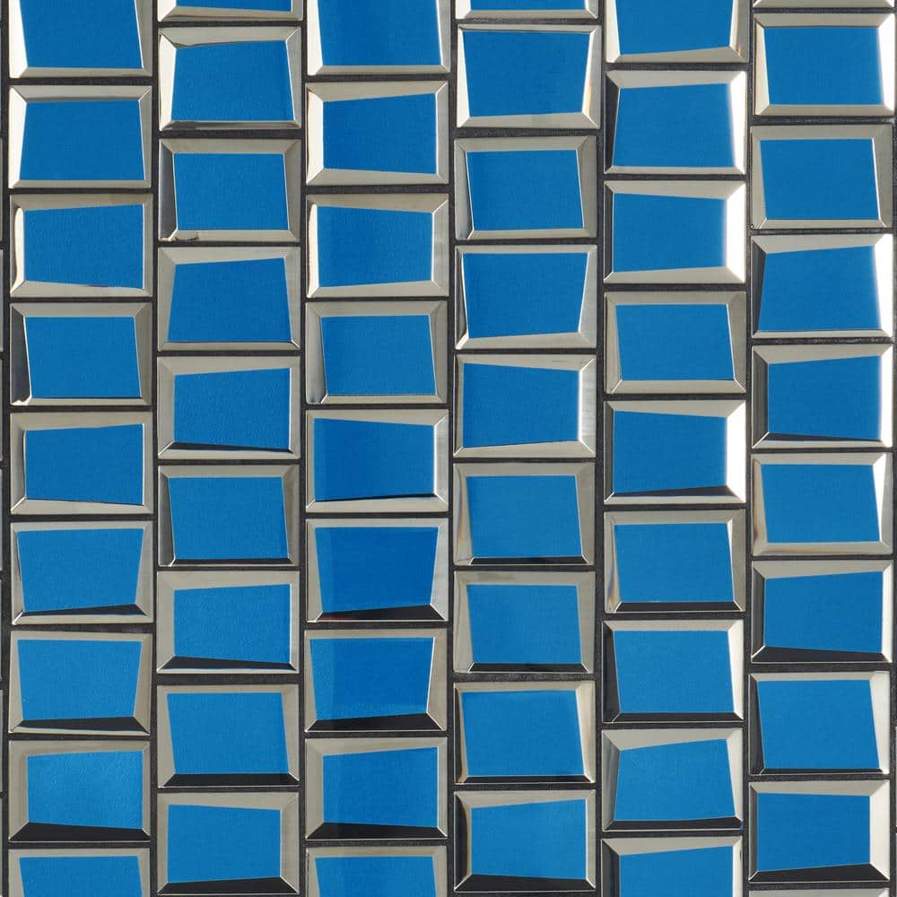 Ivy Hill Tile Aiga Glam Blue 10.82 in. x 11.81 in. Polished Glass Wall ...
