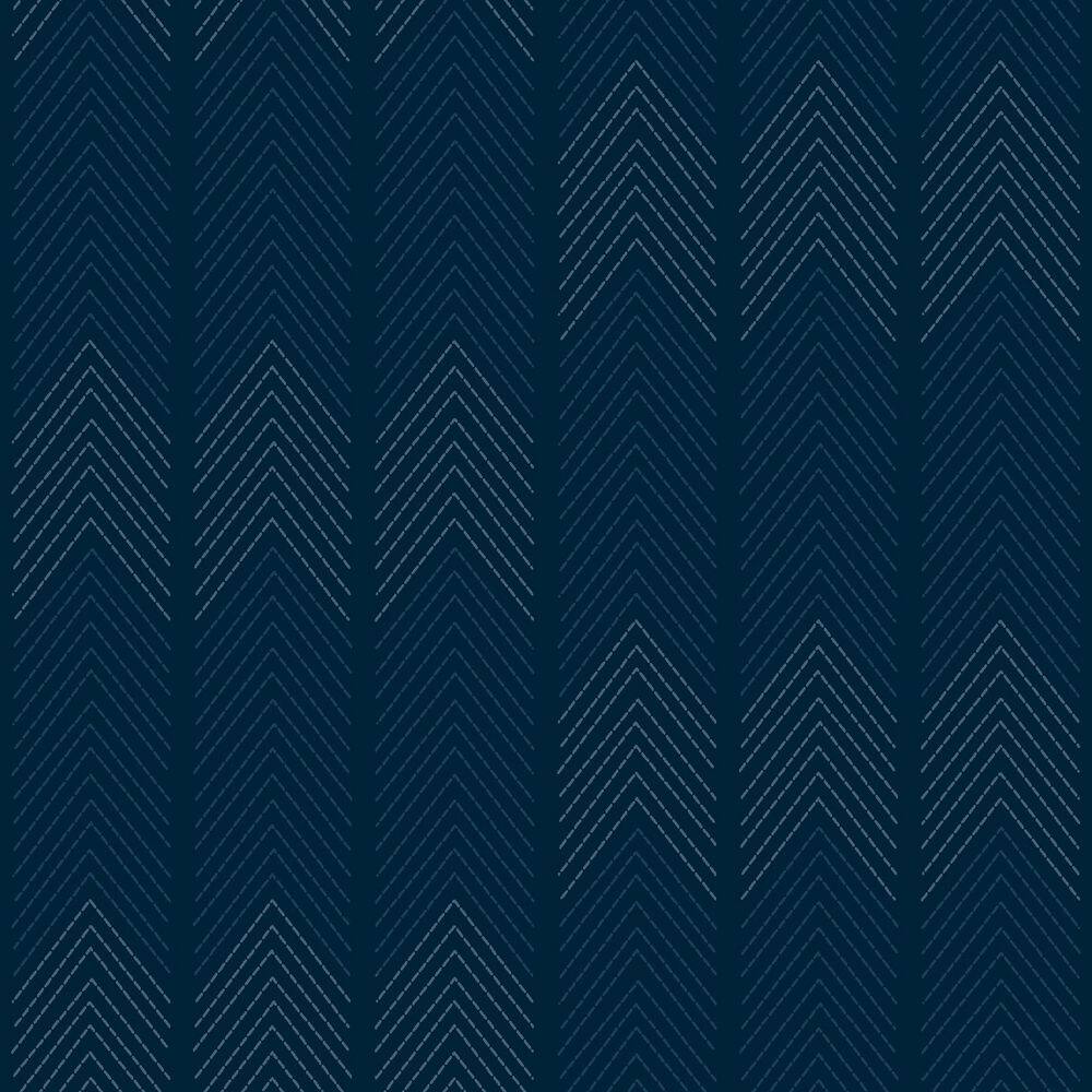 A-Street Prints Nyle Dark Blue Chevron Stripes Paper Glossy Non-Pasted ...
