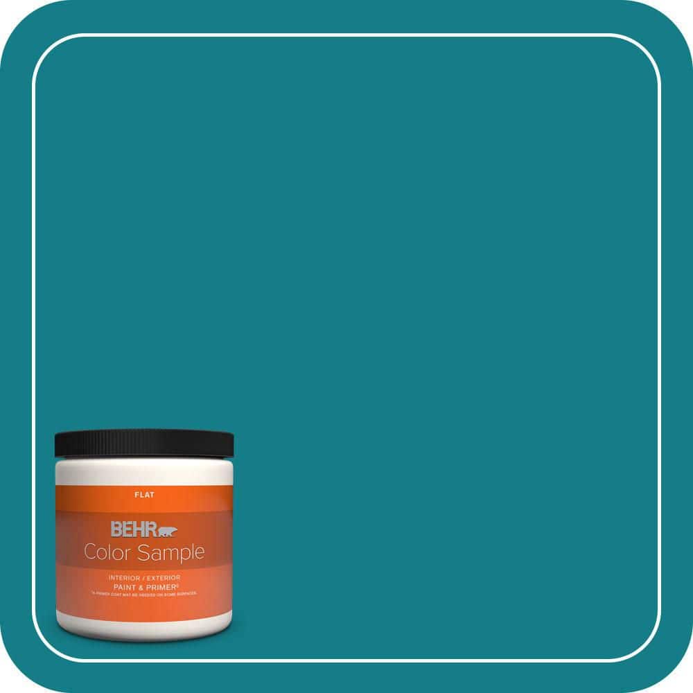 BEHR PREMIUM PLUS 8 oz. #PPU13-01 Caribe Flat Interior/Exterior Paint ...