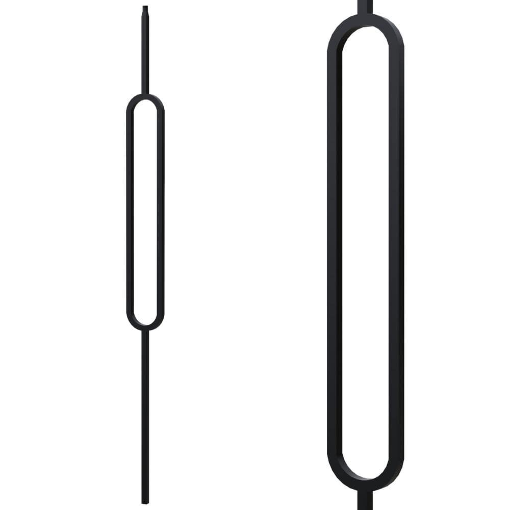EVERMARK Stair Parts 44 in. x 1/2 in. x 3-3/4 in. Matte Black Oval Iron ...