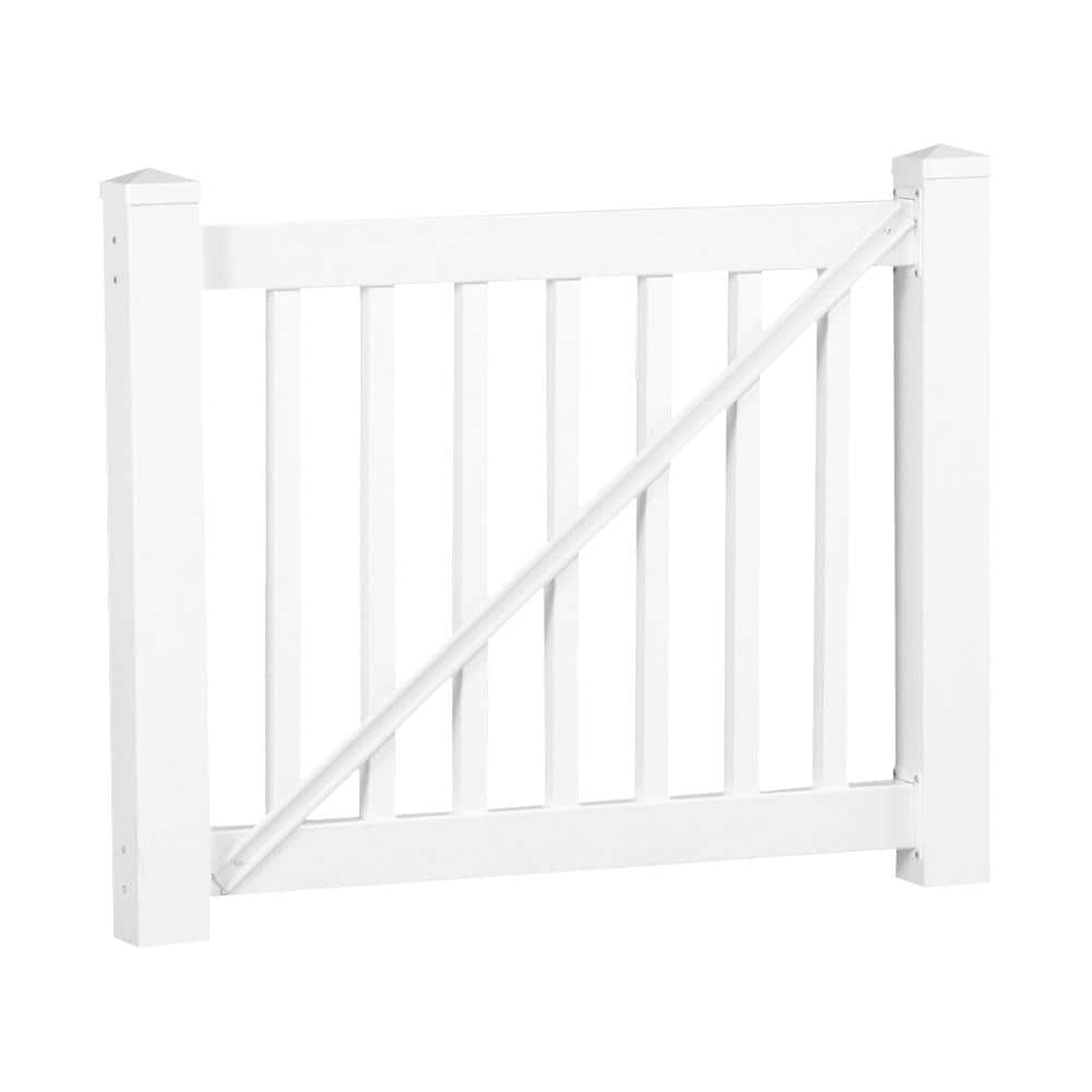 Weatherables Walton 3 ft. H x 5 ft. W White Vinyl Railing Gate Kit WWG ...