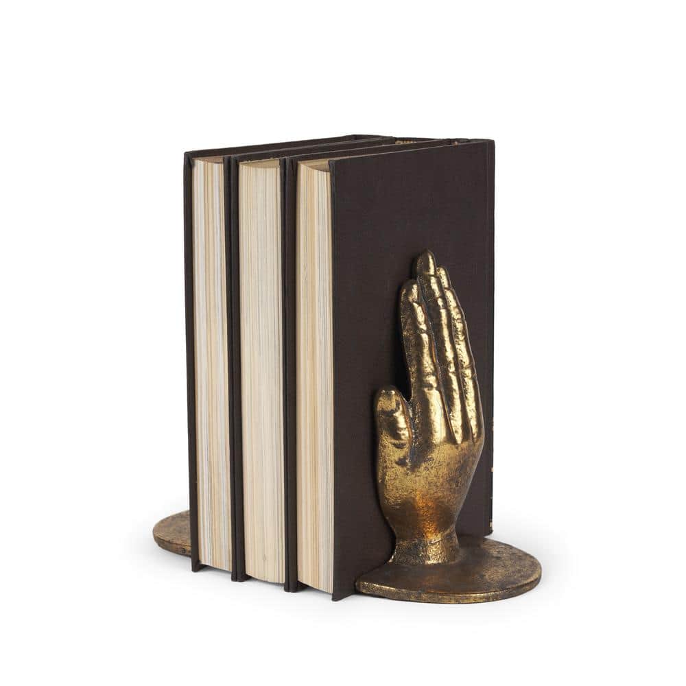 Mercana Praying Hands Gold Cast Iron Book Ends 70538 - The Home Depot