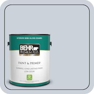 BEHR PREMIUM PLUS 1 gal. #N480-1 Light Drizzle Flat Exterior Paint ...