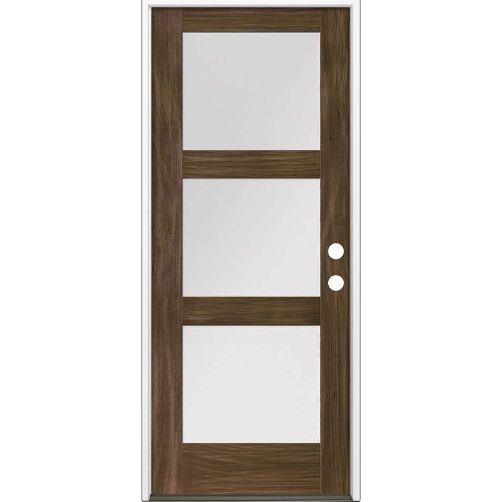 Krosswood Doors 36 in. x 80 in. Modern Douglas Fir 3-Lite Left-Hand ...