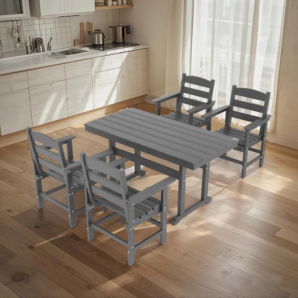 TIRAMISUBEST 5 Piece HDPE Patio Outdoor Furniture (Set for 4), Dining ...