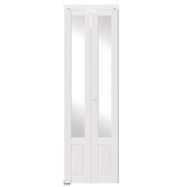 TENONER 24 in. x 80 in. Half Hammered Glass Solid Core White PVC ...