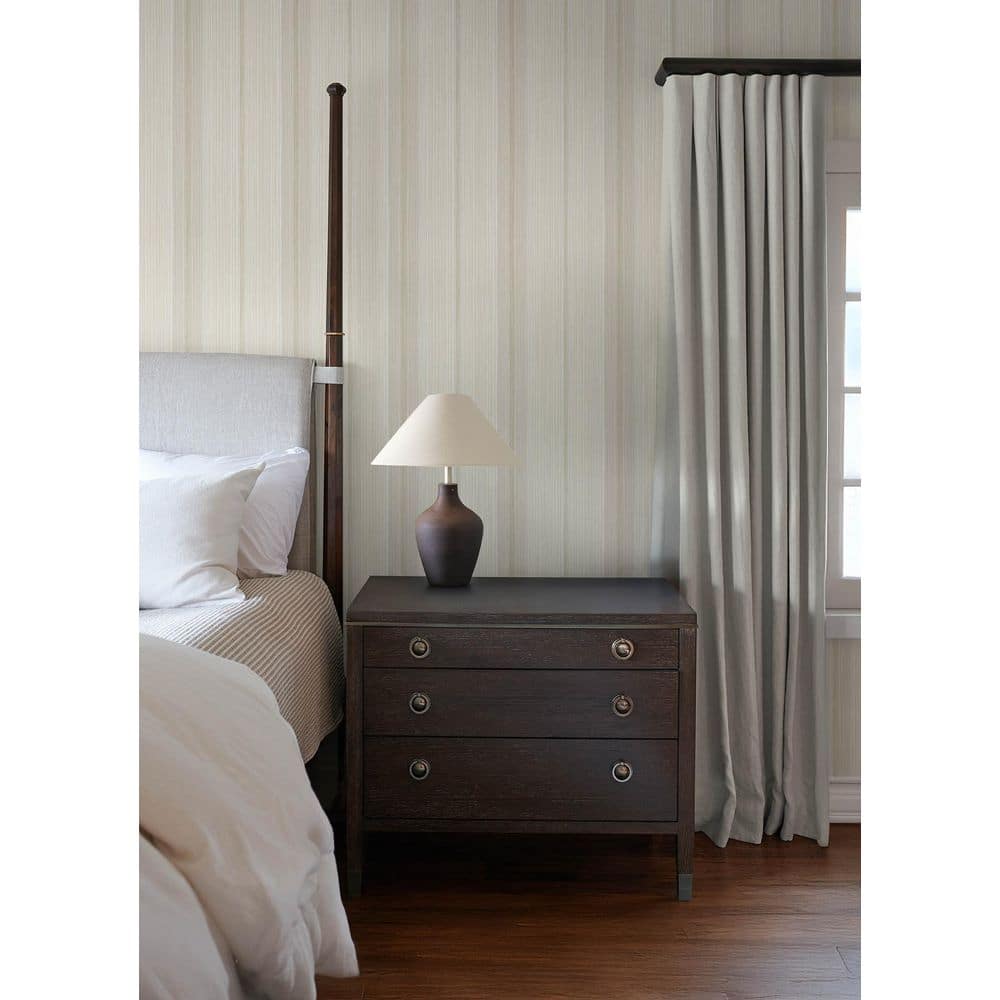 CHRIS LOVES JULIA Ames Beige Linen Stripe Wallpaper 4173-27662 - The ...