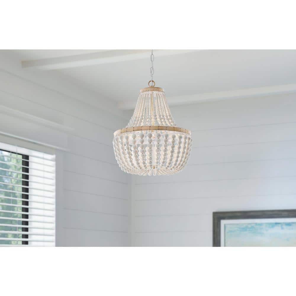 Hampton Bay Cayman 3-Light Faux Wood Chandelier Light Fixture with ...
