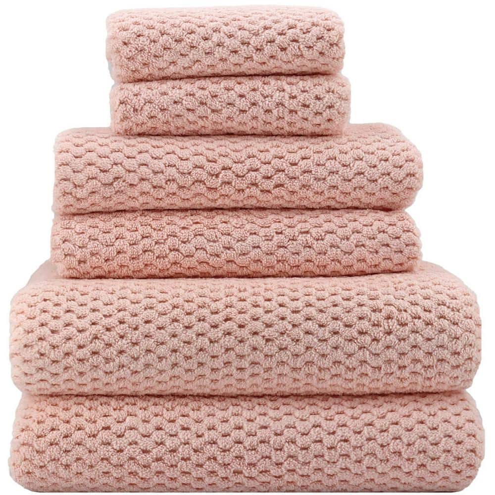 6-Piece Pink Quick Dry Super Soft Microfiber Towel Set JOB2C - The Home ...