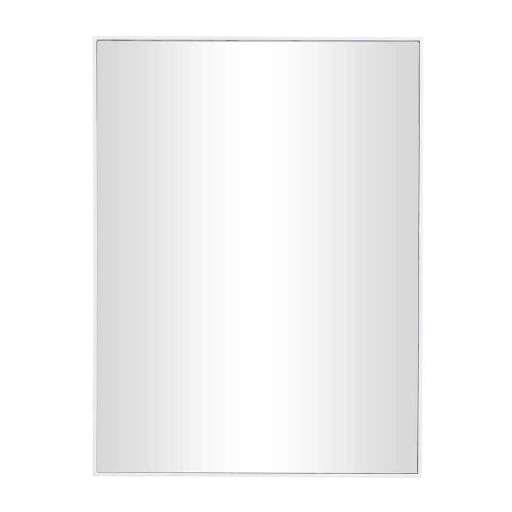 Litton Lane 24 in. x 18 in. Rectangle Framed White Wall Mirror with ...