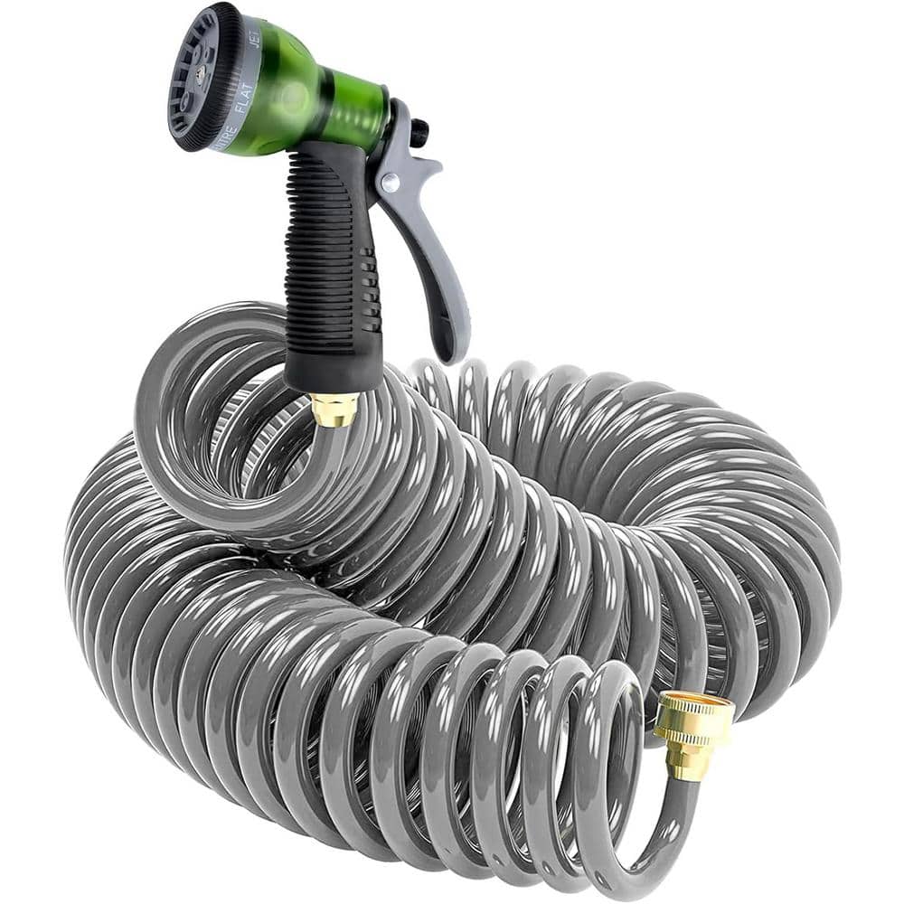 ITOPFOX 3/4 in. Dia x 50 ft. Collapsible Coil Garden Hose with 7 ...