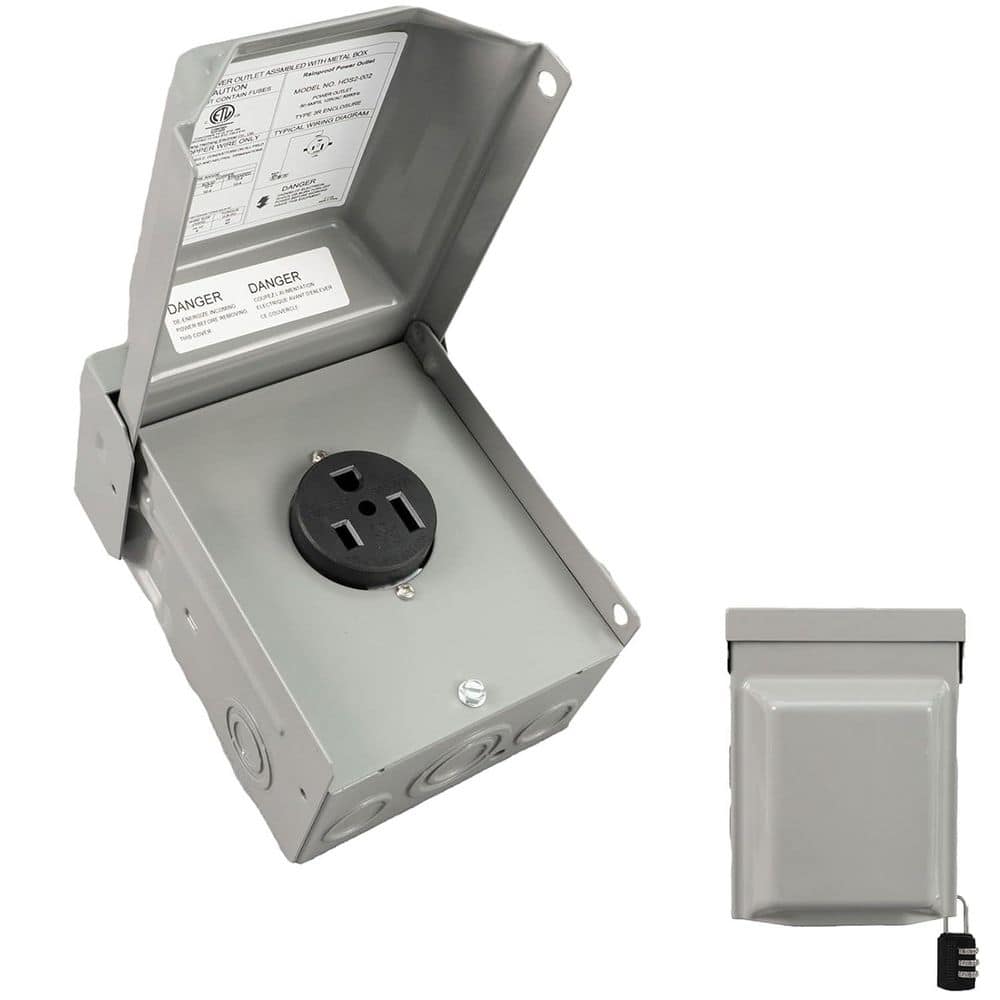 HIITIO 50A NEMA 14-50R Outdoor Power Outlet Box, 125/250V Weatherproof ...