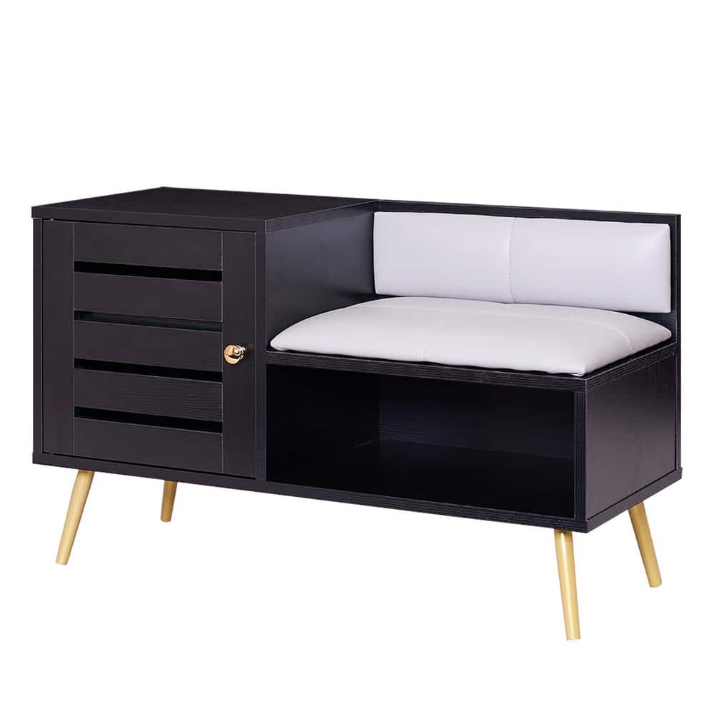 VECELO Shoe Storage Cabinet with Adjustable Shelf Entryway Bench ...