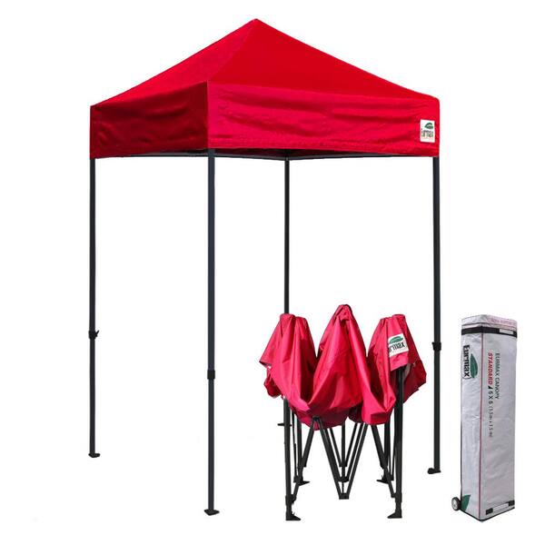Tradesparker Commercial 5 ft. x 5 ft. Red Pop Up Canopy Tent with ...