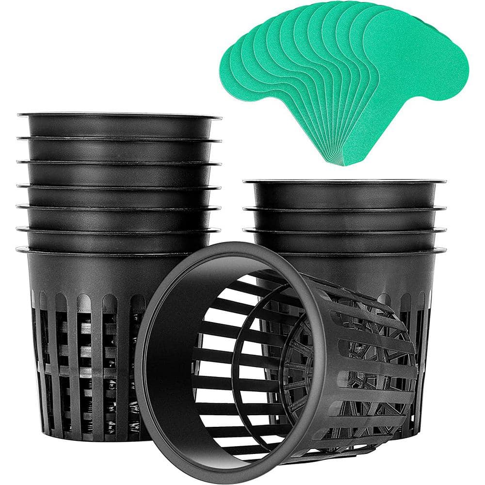 VIVOSUN 4 in. 0.7 Qts Black Plastic Heavy-Duty Net Pots with Plant ...