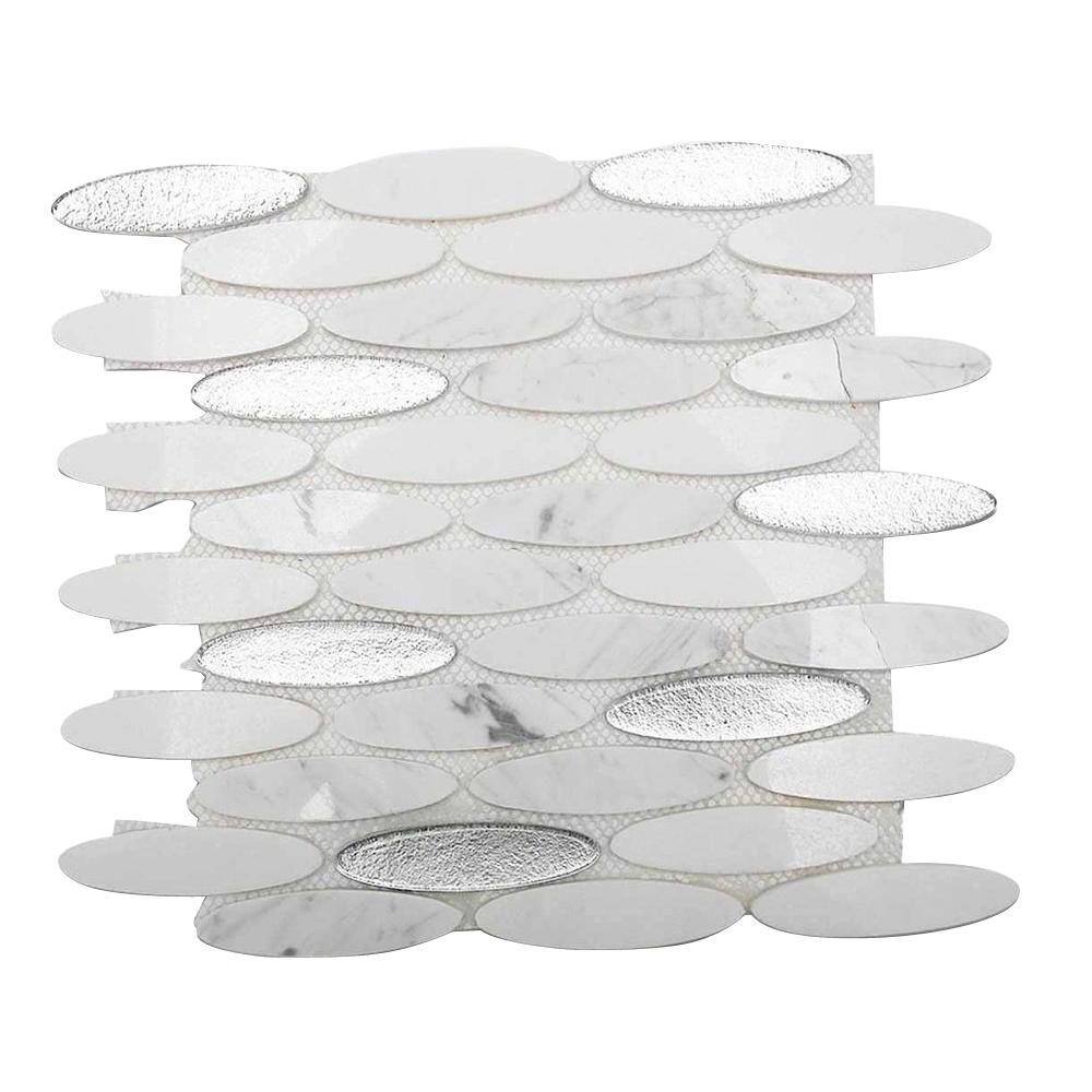 Ivy Hill Tile Orbit Ice Water Ovals 3 in. x .31 in. Mosaic Floor and ...