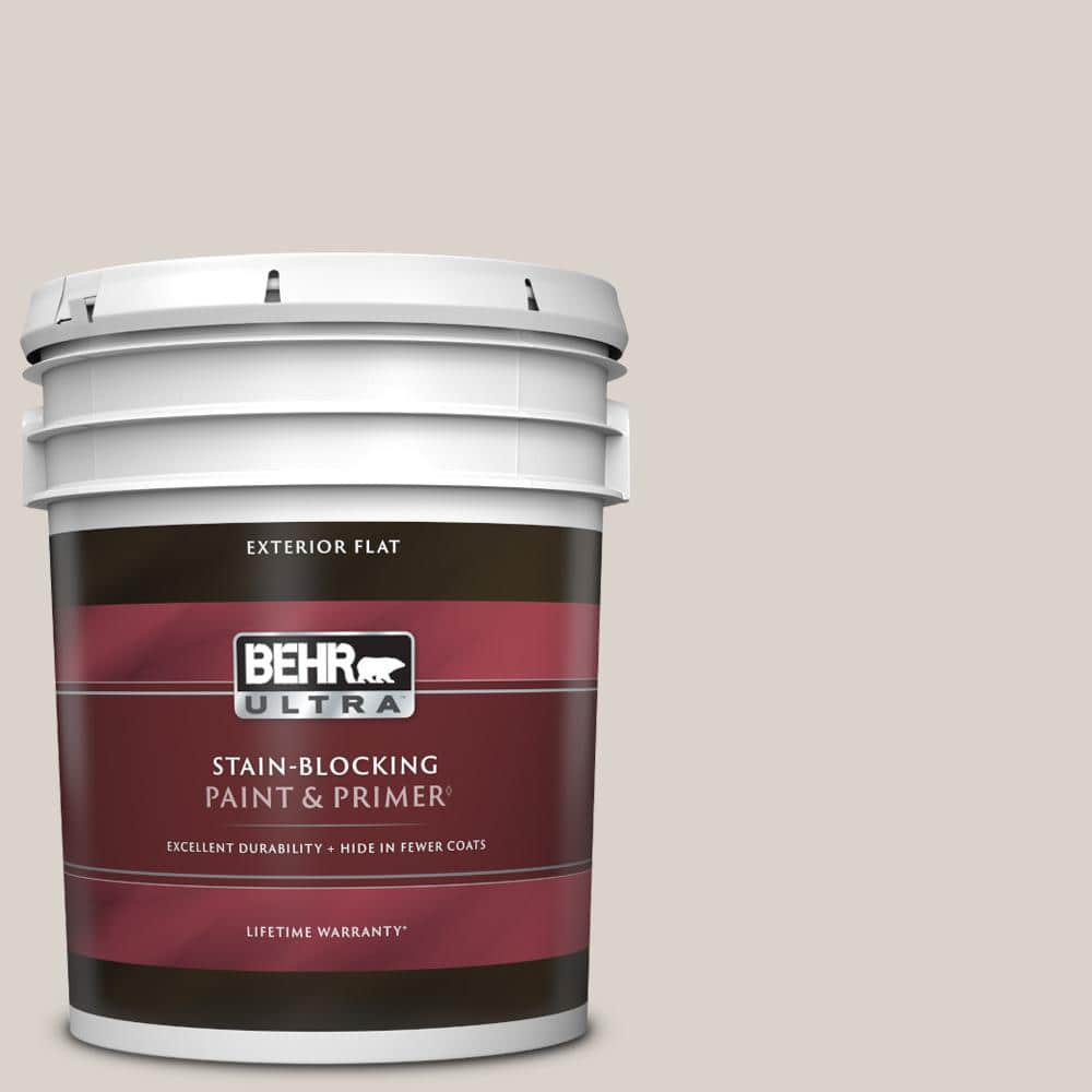 BEHR ULTRA 5 gal. #N200-1 Moth Gray Flat Exterior Paint & Primer 485005 ...
