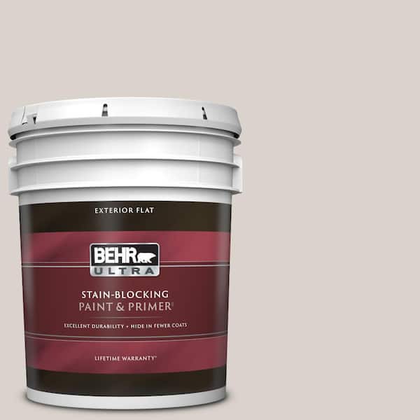 BEHR ULTRA 5 gal. #N200-1 Moth Gray Flat Exterior Paint & Primer 485005 ...