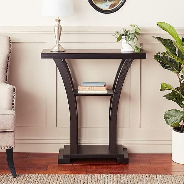 HOME IMPORTS EMPORIUM 11.06 in. Espresso Rectangle Wood Console Table ...