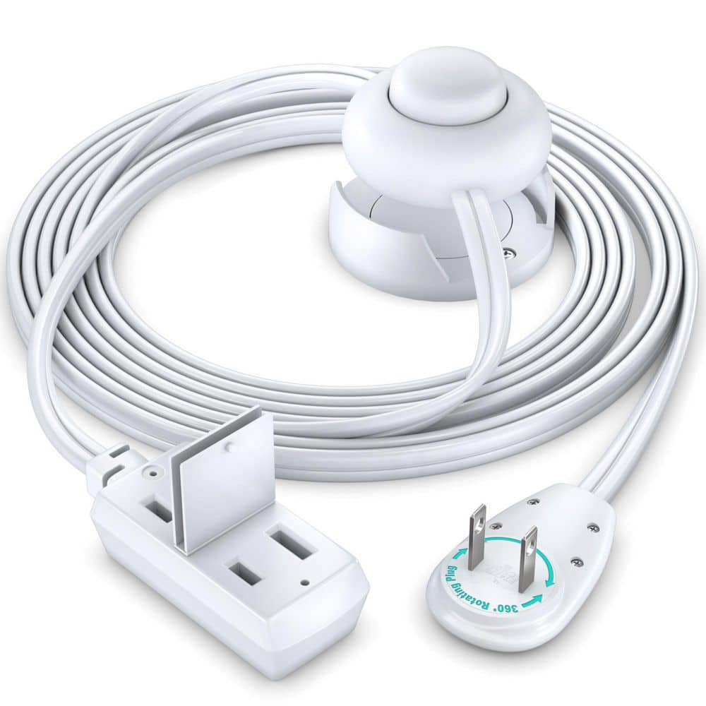 MAXIMM 6 ft. 16 / 2 Light Duty Indoor Extension Cord 360 Rotating Flat ...