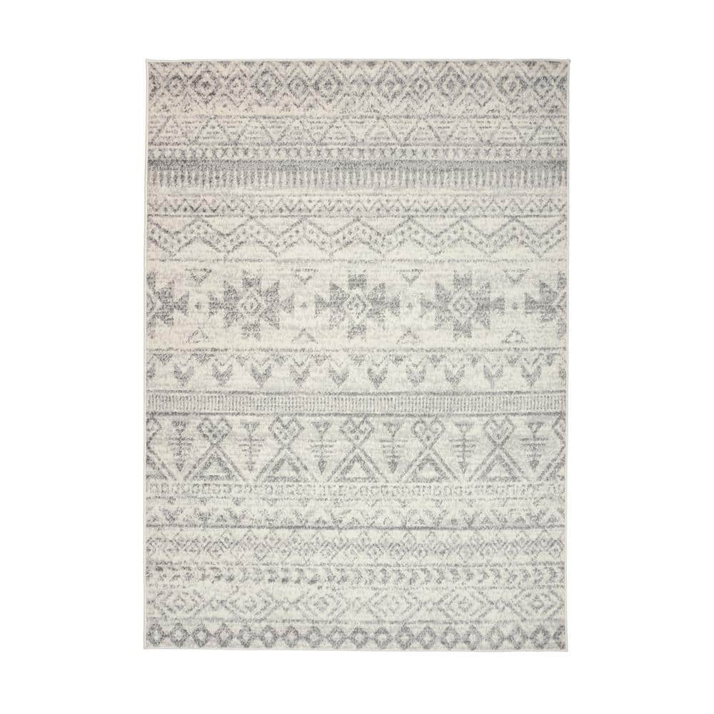 World Rug Gallery Bohemian Distressed Geometric Cream 5 ft. x 7 ft ...