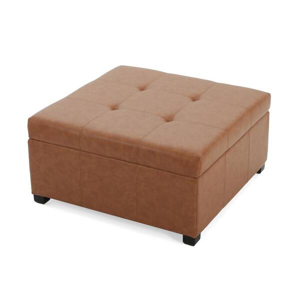 Tan faux leather footstool store