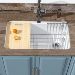 HOMLYLINK Workstation Kitchen Sink 33 x 19 in. Drop-In Single Bowl ...