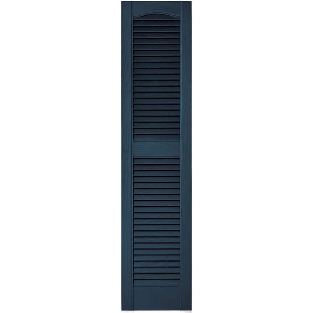 Builders Edge 12 in. x 52 in. Louvered Vinyl Exterior Shutters Pair in ...