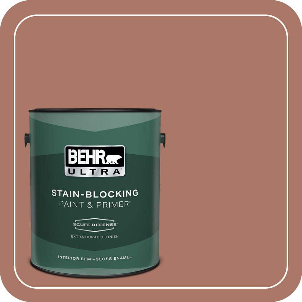 BEHR ULTRA 1 gal. #210F-6 Chutney Brown Extra Durable Semi-Gloss Enamel ...