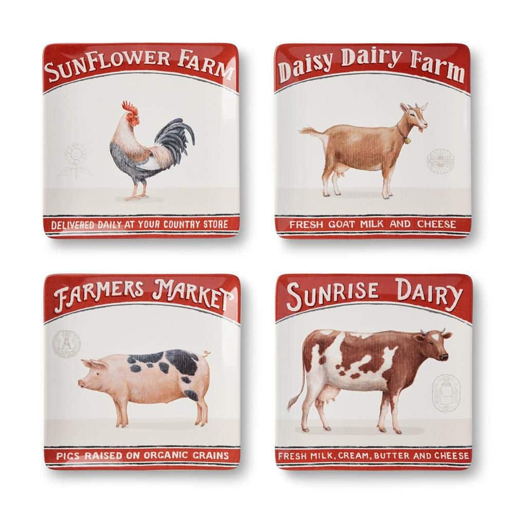 Certified International Multi-Colored Vintage Farm Dinner Plate (Set of ...