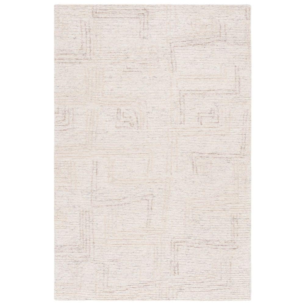 SAFAVIEH Ebony 4 ft. x 6 ft. Ivory/Beige Distressed Abstract Faded Area ...
