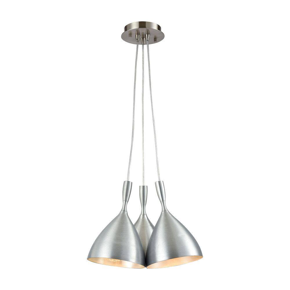 Titan Lighting Spun Aluminum 3-Light Satin Nickel Pendant TN-75147 ...