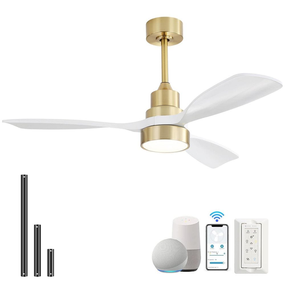 CACI Mall 48 in. Smart Indoor/Outdoor Gold Ceiling Fan Integrated LED ...