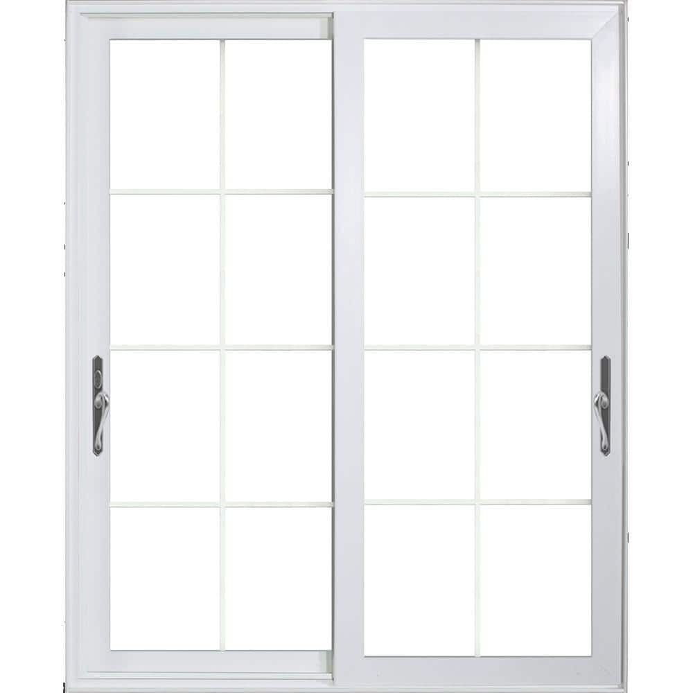 JELD-WEN 60 in. x 80 in. Multi-Slide Impact Right-Hand Low-E White Vinyl Double Prehung Patio ...