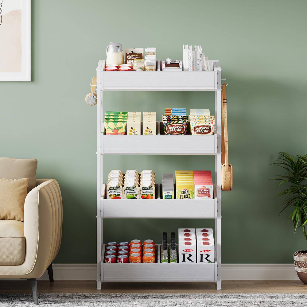 BYBLIGHT Eulas 2PCS White 29.13 in. 4-Tier Display Cabinet Basket ...