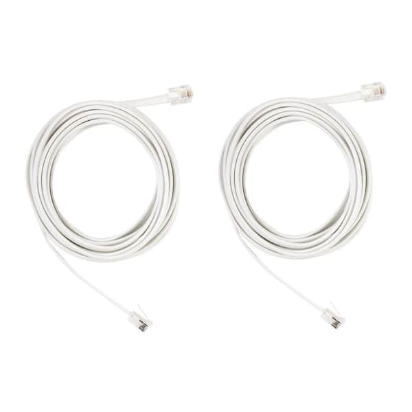 Commercial Electric 12 ft. Telephone Line Cord, White (2-Pack ...