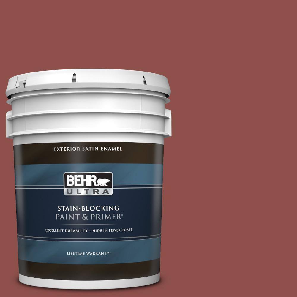 BEHR ULTRA 5 gal. #S140-6 Moroccan Ruby Satin Enamel Exterior Paint ...