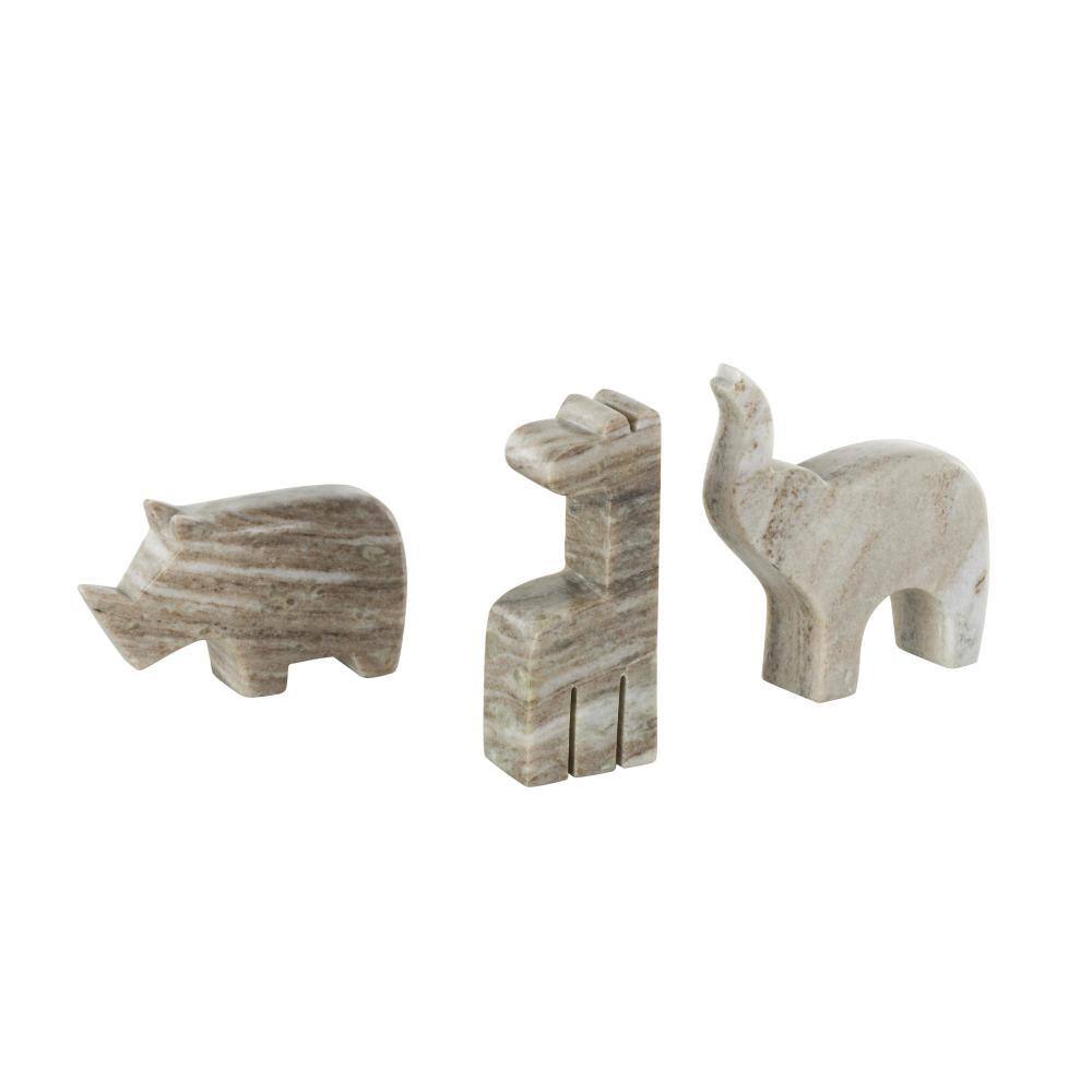 Litton Lane Multi Colored Marble Small Rounded Safari Animals Sculpture ...