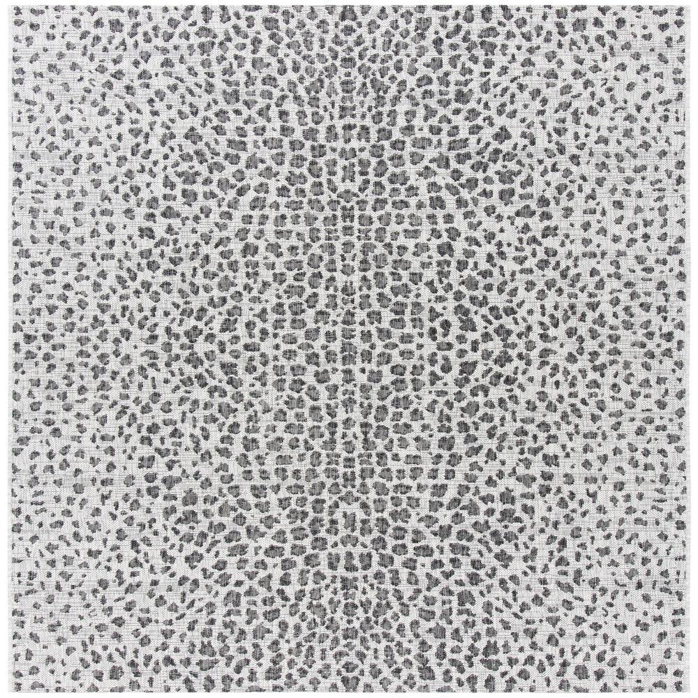 SAFAVIEH Courtyard Gray/Black Doormat 3 ft. x 3 ft. Cheetah Geometric ...