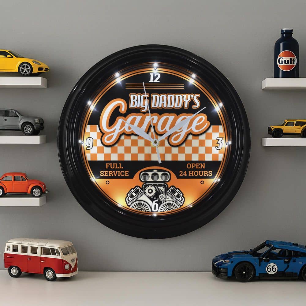 American Art Decor Big Daddy's Garage LED Vintage Wall Clock-Retro ...