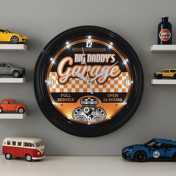 American Art Decor Big Daddy's Garage LED Vintage Wall Clock-Retro ...