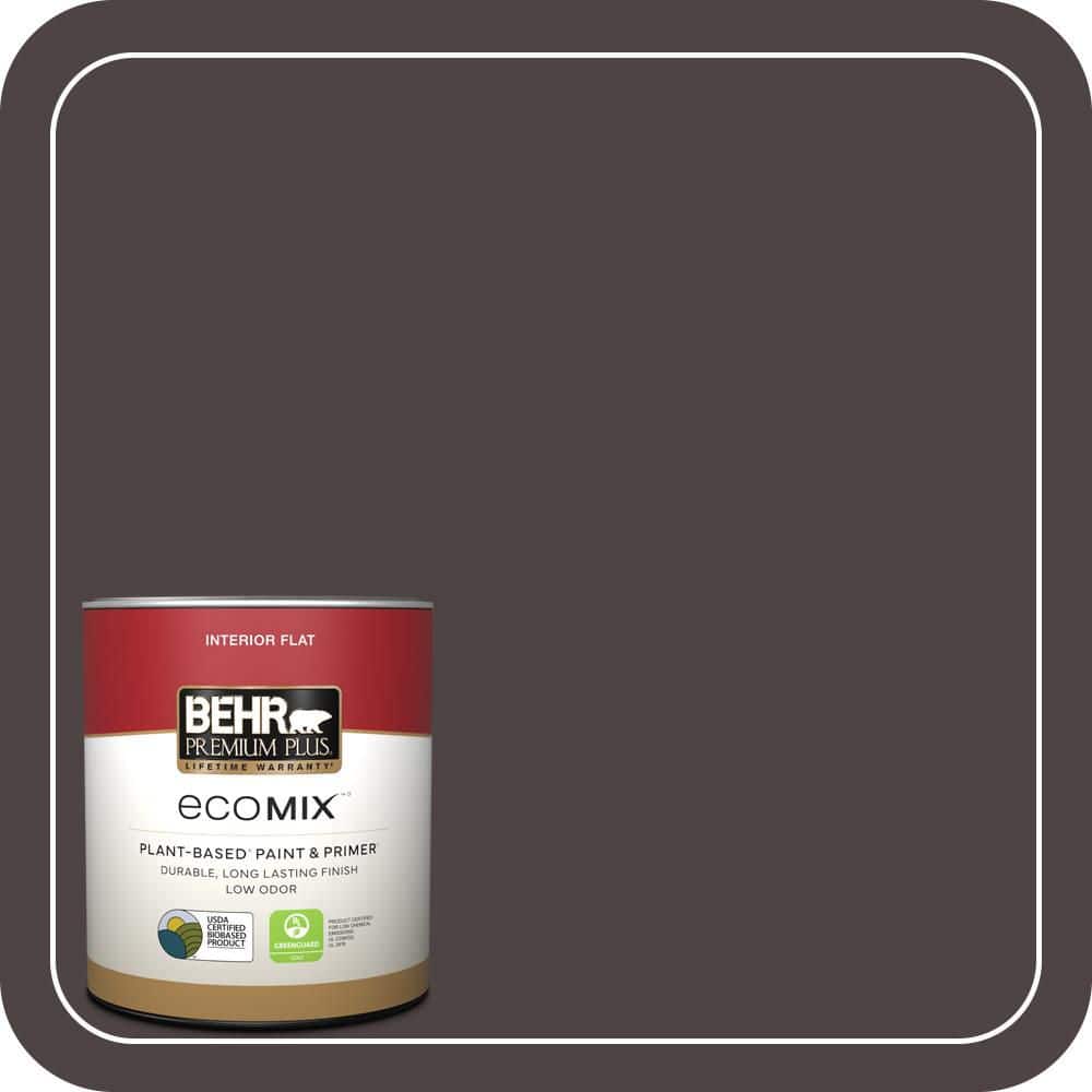 BEHR PREMIUM PLUS 1 qt. #N110-7 Black Garnet Flat EcoMix Plant-Based ...