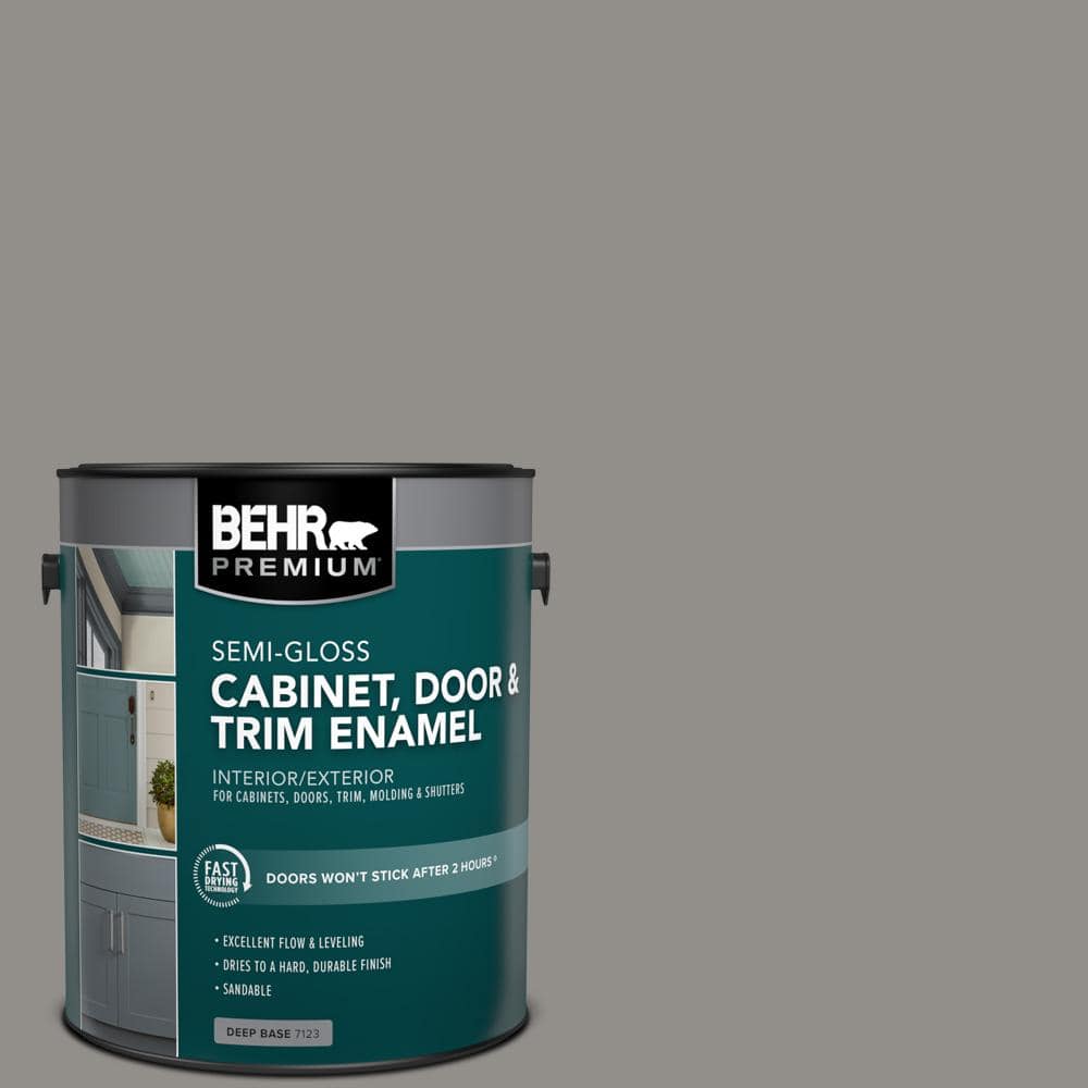 BEHR PREMIUM 1 gal. #HDC-AC-19 Grant Gray Semi-Gloss Enamel Interior ...